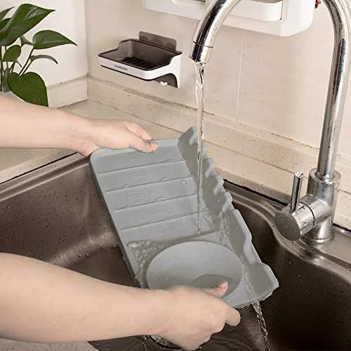 Keppa Silicone Spoon Rest, Utensil Holder, Gray, With Drip Pad for Multiple Utensils, Heat Resistant, 10.51x7.32 inches