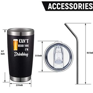 20 oz Insulated Tumblers with Lid & Straw Drinking Cups |Double Wall Stainless Steel Vacuum Coffee Wine Tumbler Funny Mug | Unique Christmas Gifts Stocking Stuffer for Adult(Black)