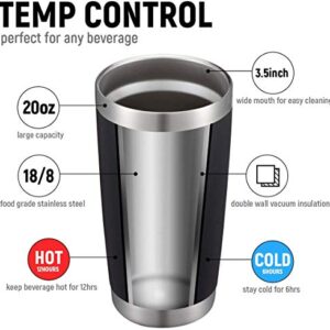 20 oz Insulated Tumblers with Lid & Straw Drinking Cups |Double Wall Stainless Steel Vacuum Coffee Wine Tumbler Funny Mug | Unique Christmas Gifts Stocking Stuffer for Adult(Black)