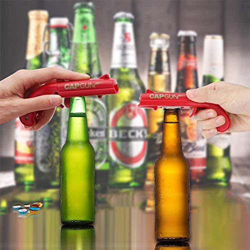 Beer-Cap-Gun,Funny Launcher Shooter Bottle Opener for Creative Drinking Game,Family Party,Bar Drinking,Outdoor Barbecue,Plastic (Black&Red)