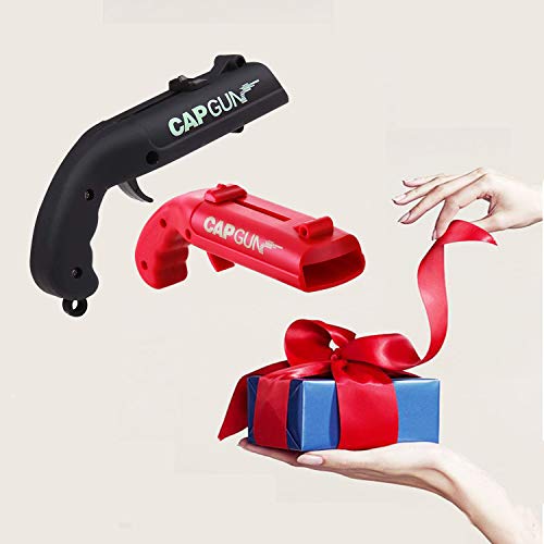 Beer-Cap-Gun,Funny Launcher Shooter Bottle Opener for Creative Drinking Game,Family Party,Bar Drinking,Outdoor Barbecue,Plastic (Black&Red)