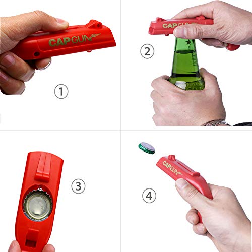 Beer-Cap-Gun,Funny Launcher Shooter Bottle Opener for Creative Drinking Game,Family Party,Bar Drinking,Outdoor Barbecue,Plastic (Black&Red)