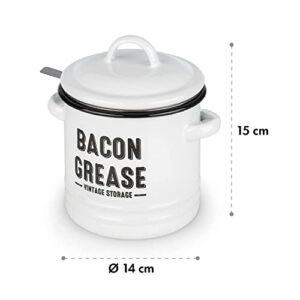 Granrosi Bacon Grease Container with Strainer, Cooking Oil Container, Bacon Grease Strainer, Cooking Oil Filter Pot Stainless Steel, Grease Can for Kitchen with Strainer, Bacon Fat Container - White