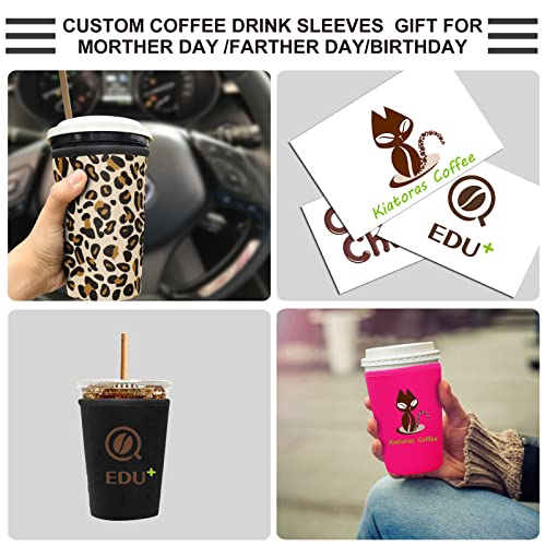 Iced Coffee Sleeve Reusable Cozy Drink Sleeve Kiatoras 3 Pack Neoprene Insulator Cup Sleeve for Cold Drinks Beverages Holder for Starbucks Coffee, McDonalds, Dunkin Donuts and More (Brown Leopard)