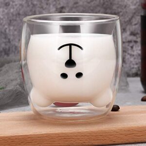 cute bear tea cup duck cat coffee mug milk double wall glass chocolate cappuccino cup gift for women men office christmas birthday valentine gifts, 250 ml (clear bear, 1 piece)