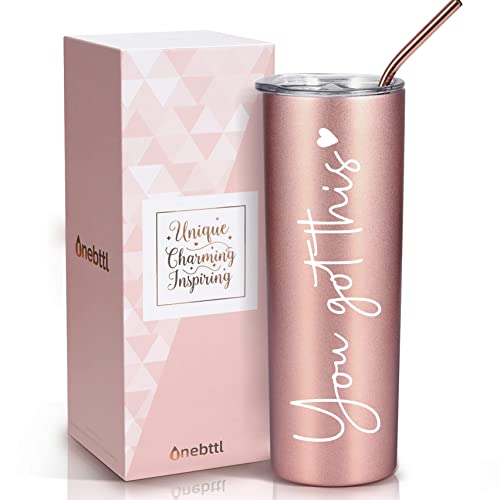 Onebttl Inspirational Gifts for Women, Motivational Encouragement Job Promotion Congratulations Gifts for Women, Friends, New Mom, Coworkers, Besties, Mom-to-be, Skinny Tumbler 20 Oz - Rose Gold