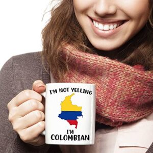 Funny Colombia Pride Coffee Mugs, I'm Not Yelling I'm Colombian Mug, Gift Idea for Colombian Men and Women Featuring the Country Map and Flag, Proud Patriot Souvenirs and Gifts