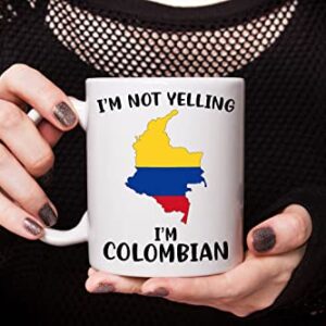 Funny Colombia Pride Coffee Mugs, I'm Not Yelling I'm Colombian Mug, Gift Idea for Colombian Men and Women Featuring the Country Map and Flag, Proud Patriot Souvenirs and Gifts