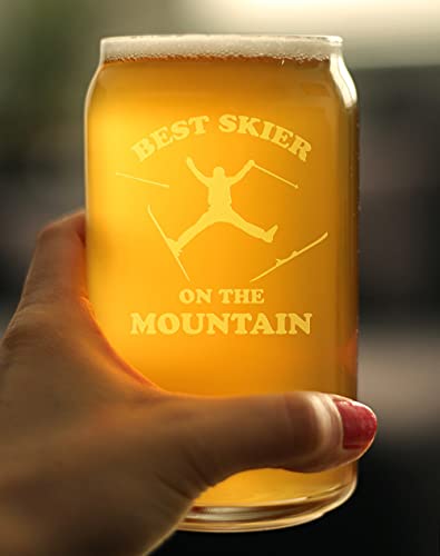 Best Skier - Beer Can Pint Glass - Unique Skiing Themed Decor and Gifts for Mountain Lovers - 16 oz Glasses