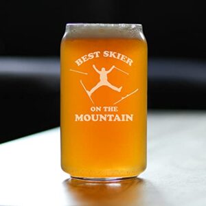 Best Skier - Beer Can Pint Glass - Unique Skiing Themed Decor and Gifts for Mountain Lovers - 16 oz Glasses