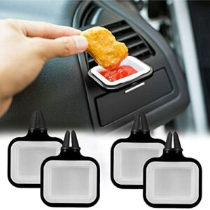 lufapeach 4 pcs car sauce holder vent dip clip for sauce mini sauce holder removable dipping sauces holder dipping dish container for car vent (black)