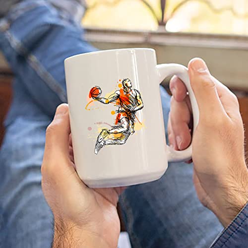 Basketball Player Coffee Cup For Basketball Player, Sport Player | Basketball Player Ceramic Mug Tea Cup | Basketball Player Mug For Men Women | Customize Basketball Mug White 11oz 15oz