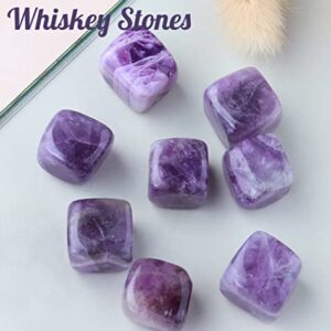 Amethyst Whiskey Stones Chilling Crystal Ice Cubes for Drinks Whiskey Rocks 0.8" Wine Cubes Gifts for Women Set of 6