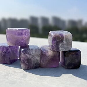 Amethyst Whiskey Stones Chilling Crystal Ice Cubes for Drinks Whiskey Rocks 0.8" Wine Cubes Gifts for Women Set of 6