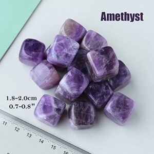 Amethyst Whiskey Stones Chilling Crystal Ice Cubes for Drinks Whiskey Rocks 0.8" Wine Cubes Gifts for Women Set of 6