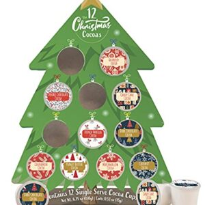 Christmas Cocoa Gift 12 Single Serve Keurig Compatible K CUPS Hot Chocolate Pods Advent Calendar For Adults or Kids Assortment- Holiday Cocoa Gift Box Set - Best Xmas Present Idea/Stocking Stuffer (Hot Chocolate)