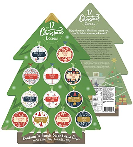 Christmas Cocoa Gift 12 Single Serve Keurig Compatible K CUPS Hot Chocolate Pods Advent Calendar For Adults or Kids Assortment- Holiday Cocoa Gift Box Set - Best Xmas Present Idea/Stocking Stuffer (Hot Chocolate)