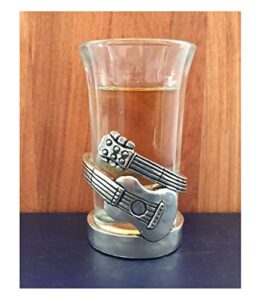 basic spirit guitar pewter shot glass for music lover home bar, stocking stuffer, party favor or gift