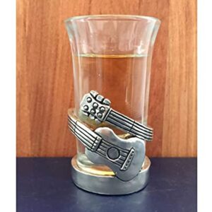 Basic Spirit Guitar Pewter Shot Glass for Music Lover Home Bar, Stocking Stuffer, Party Favor or Gift