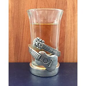 Basic Spirit Guitar Pewter Shot Glass for Music Lover Home Bar, Stocking Stuffer, Party Favor or Gift