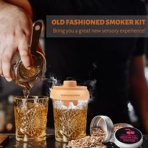 Cocktail Smoker Kit, Old Fashioned Smoker Kit for Bourbon Whiskey Drink, with 4 Different Flavor Wood Smoker Chips, Vodka/Gin/Tequila/Rum Liquor Smoker kit Gifts for Men