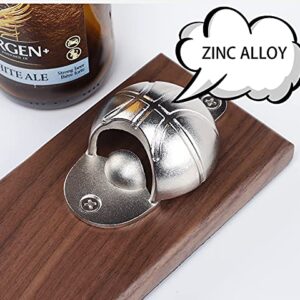 Wall-mounted magnetic bottle opener, wooden, Bottle cap catcher，Ideal Gift for Men and Beer Lovers