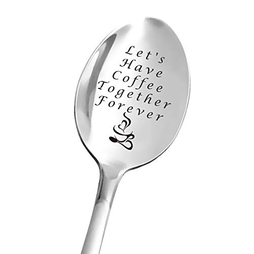 Funny Coffee Spoon Engraved Stainless Steel - Let's Have Coffee Spoon for Coffee Lover Women Men - Best for Girlfriend Wife Husband Boyfriend - Perfect for Valentine/Anniversary/Christmas