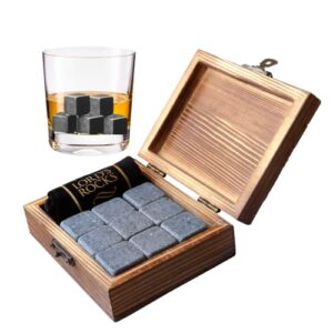 whiskey stones – 9 whiskey rocks whiskey gifts for men for scotch, whiskey, bourbon, tequila, vodka, rum, wine