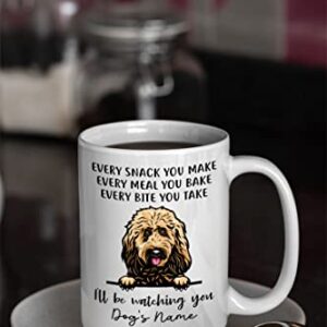 Personalized Goldendoodle Coffee Mug, Every Snack You Make I'll Be Watching You, Customized Dog Mugs for Mom Dad, Gifts for Dog Lover, Mothers Day, Fathers Day, Birthday Presents