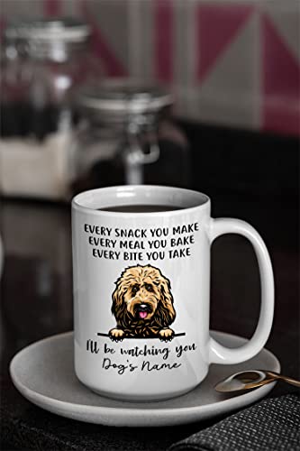 Personalized Goldendoodle Coffee Mug, Every Snack You Make I'll Be Watching You, Customized Dog Mugs for Mom Dad, Gifts for Dog Lover, Mothers Day, Fathers Day, Birthday Presents