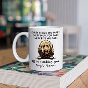 Personalized Goldendoodle Coffee Mug, Every Snack You Make I'll Be Watching You, Customized Dog Mugs for Mom Dad, Gifts for Dog Lover, Mothers Day, Fathers Day, Birthday Presents