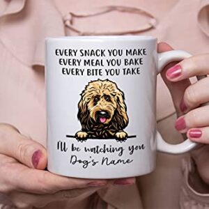 Personalized Goldendoodle Coffee Mug, Every Snack You Make I'll Be Watching You, Customized Dog Mugs for Mom Dad, Gifts for Dog Lover, Mothers Day, Fathers Day, Birthday Presents