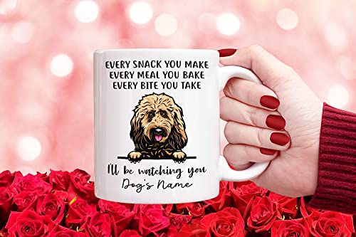 Personalized Goldendoodle Coffee Mug, Every Snack You Make I'll Be Watching You, Customized Dog Mugs for Mom Dad, Gifts for Dog Lover, Mothers Day, Fathers Day, Birthday Presents