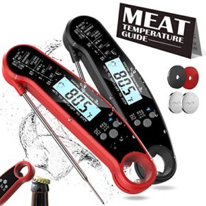 digital meat thermometer with probe, instant read food thermometer for grilling bbq, kitchen cooking, baking, liquids, candy & air fryer – ip67 waterproof, backlight & calibration – 2 pack