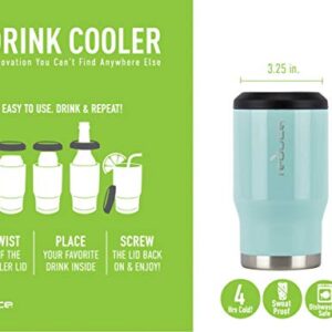 Reduce Can Cooler - 4-in-1 Stainless Steel Can Holder and Beer Bottle Holder, 4 Hours Cold - The Drink Cooler For 12 oz Slim Cans, Regular Cans, Bottles and Mixed Drinks - Cayenne, Opaque Gloss