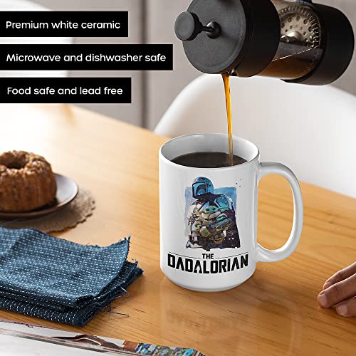 The Mandalorian Mug, The Child Grogu, Dadalorian, Father's Day Gift, Best Gifts For Dad, Dad Mug, Cool Gifts for Men, Ceramic Coffee Mug - White (15 Ounces)