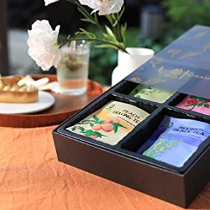 Libamtea Tea Sampler Gift Sets - Assorted Tea Gift Box - 24 Count Tea Bags,4 Tea Flavors | 100% Natural Ingredients | Holiday Gifts for Women（Peach Oolong,Jasmine,Rose Black,Rooibos）