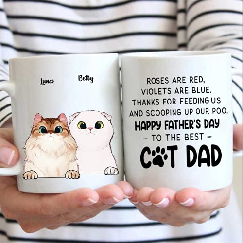 DOPTIKA Thanks For Feeding Me And Scooping Up My Poo - Gift for Dad, Funny Personalized Cat Mug Father's Day Cat Dad Cat Lovers Pet Lovers