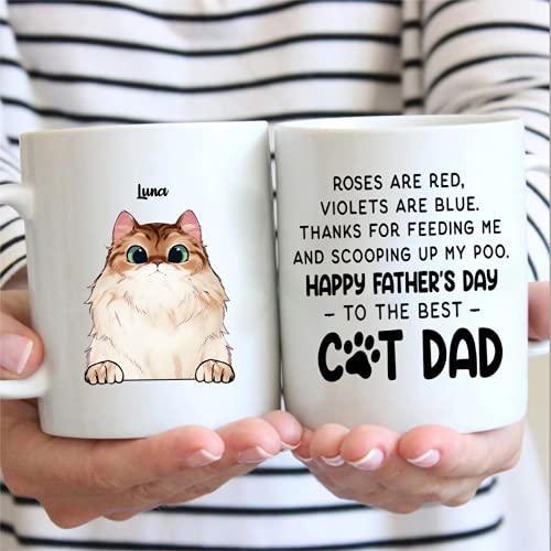 DOPTIKA Thanks For Feeding Me And Scooping Up My Poo - Gift for Dad, Funny Personalized Cat Mug Father's Day Cat Dad Cat Lovers Pet Lovers