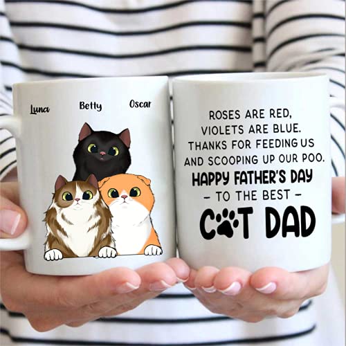 DOPTIKA Thanks For Feeding Me And Scooping Up My Poo - Gift for Dad, Funny Personalized Cat Mug Father's Day Cat Dad Cat Lovers Pet Lovers