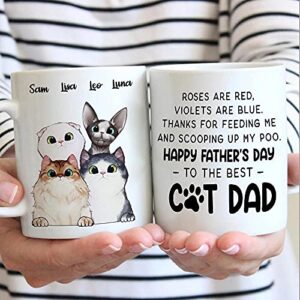 DOPTIKA Thanks For Feeding Me And Scooping Up My Poo - Gift for Dad, Funny Personalized Cat Mug Father's Day Cat Dad Cat Lovers Pet Lovers