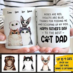 DOPTIKA Thanks For Feeding Me And Scooping Up My Poo - Gift for Dad, Funny Personalized Cat Mug Father's Day Cat Dad Cat Lovers Pet Lovers