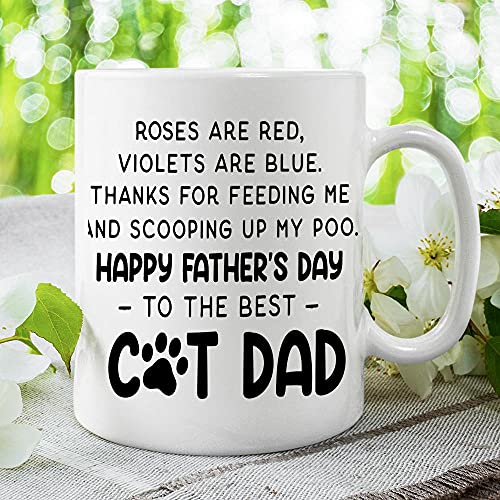 DOPTIKA Thanks For Feeding Me And Scooping Up My Poo - Gift for Dad, Funny Personalized Cat Mug Father's Day Cat Dad Cat Lovers Pet Lovers