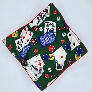 Poker Microwave Cozy Gambling Reversible Microwavable Bowl Holder Las Vegas Playing Cards Soup Buddy Man Cave Gaming Dice Potholder Masculine Handmade Housewarming Hostess Gift Under 10