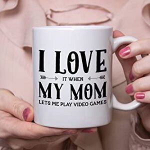 Video Gaming Mug, I Love It When My Mom Lets Me Play Video Games Geek Gamer Mugs, Gifts For Gamers, St Patrick's Day, Christmas, Birthday Gifts, Rude Sarcastic Tea Cup