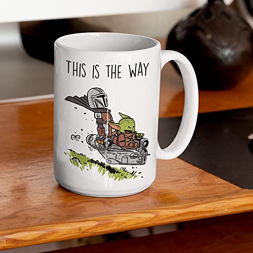 This is the Way Mug | The Mandalorian The Child Grogu | Nerd Geek Mug | Funny Mug | Mandalorian Cup | Coffee Tea Mug | White (15 Ounces)