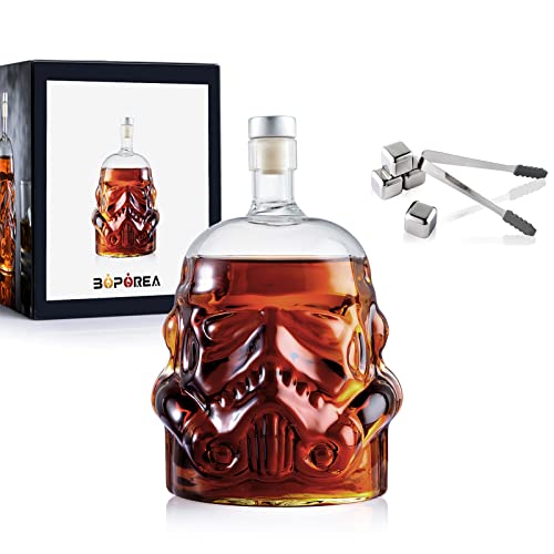 Whiskey Decanter Set Transparent Creative,Gifts for Men,Whiskey Flask Carafe Decanter with 4 Whiskey Stones and Tong,Whiskey Carafe,Glasses for Brandy,Scotch,Vodka,Gifts for Dad,Husband,Boyfriend