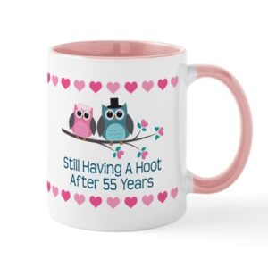 cafepress 55th anniversary owl gift mugs ceramic coffee mug, tea cup 11 oz