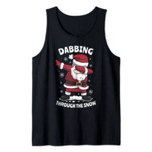 Santa Dabbing Through Snow Christmas Stocking Stuffer Gift Tank Top