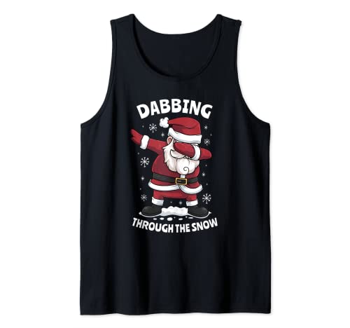 Santa Dabbing Through Snow Christmas Stocking Stuffer Gift Tank Top